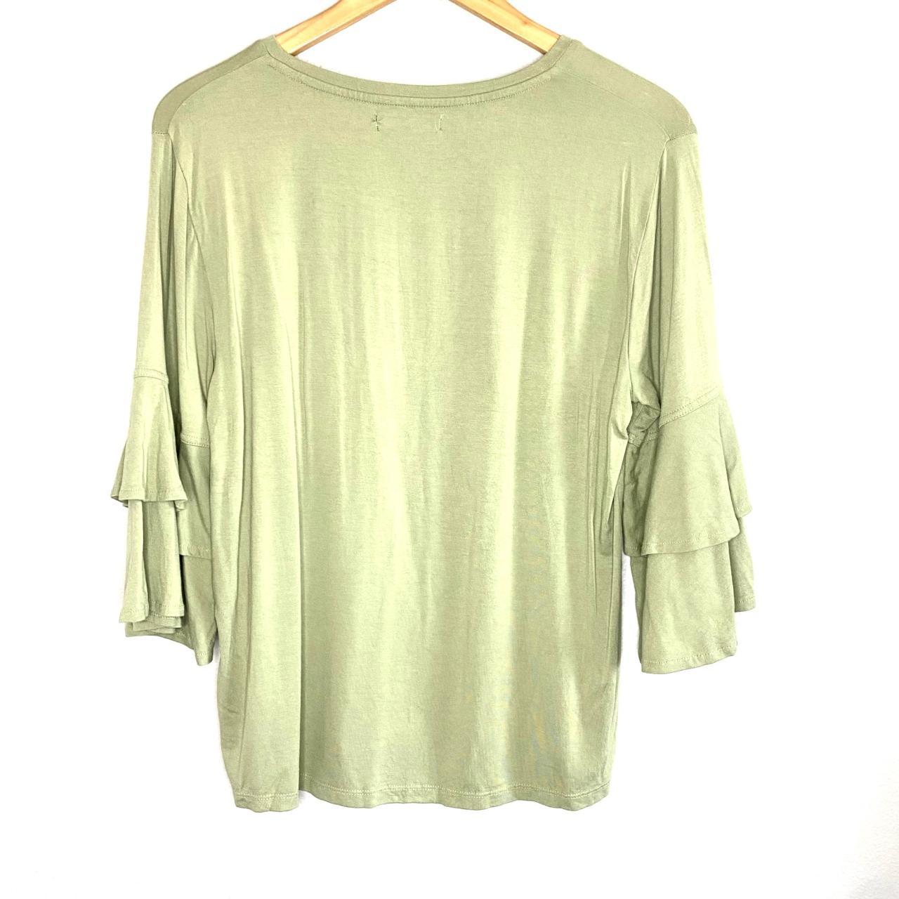 Frye Olive Green Ruffle Bell Sleeve Crew Neck... - Depop
