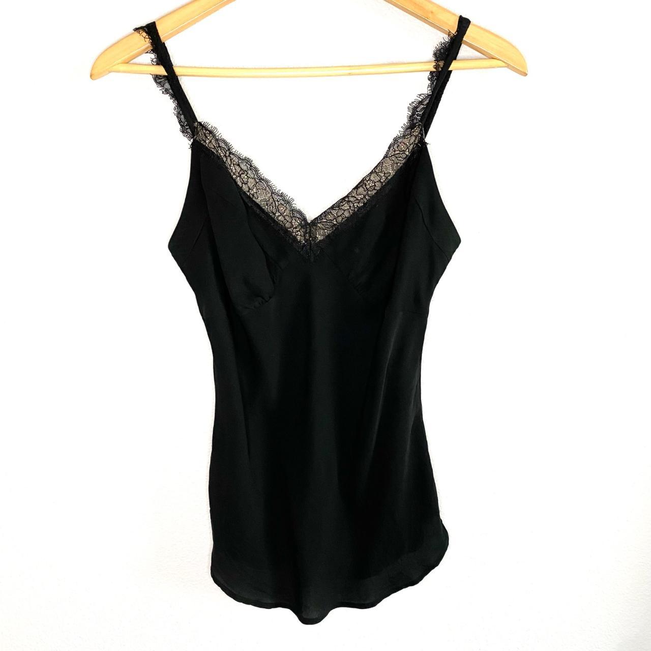 Diane von Furstenberg Black Lace Trim Silk Camisole... - Depop