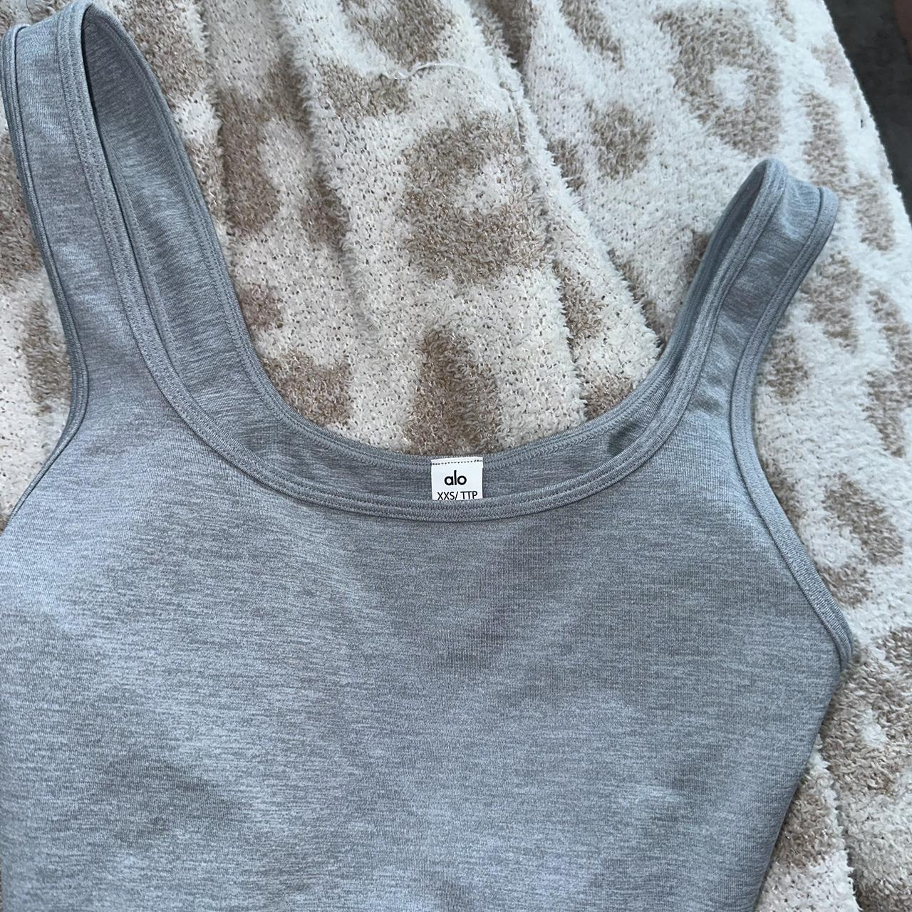 Alo Yoga grey bodysuit Super cute but would fit a... - Depop