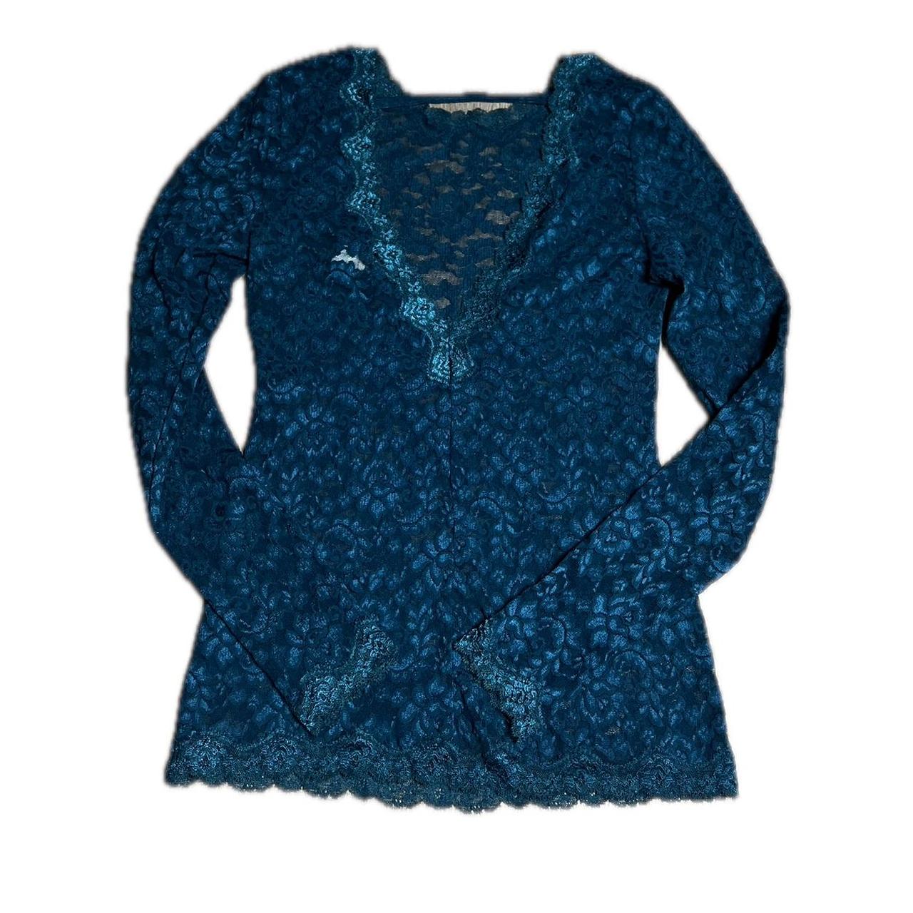 gorgeous blue lace top brand is moda international... - Depop