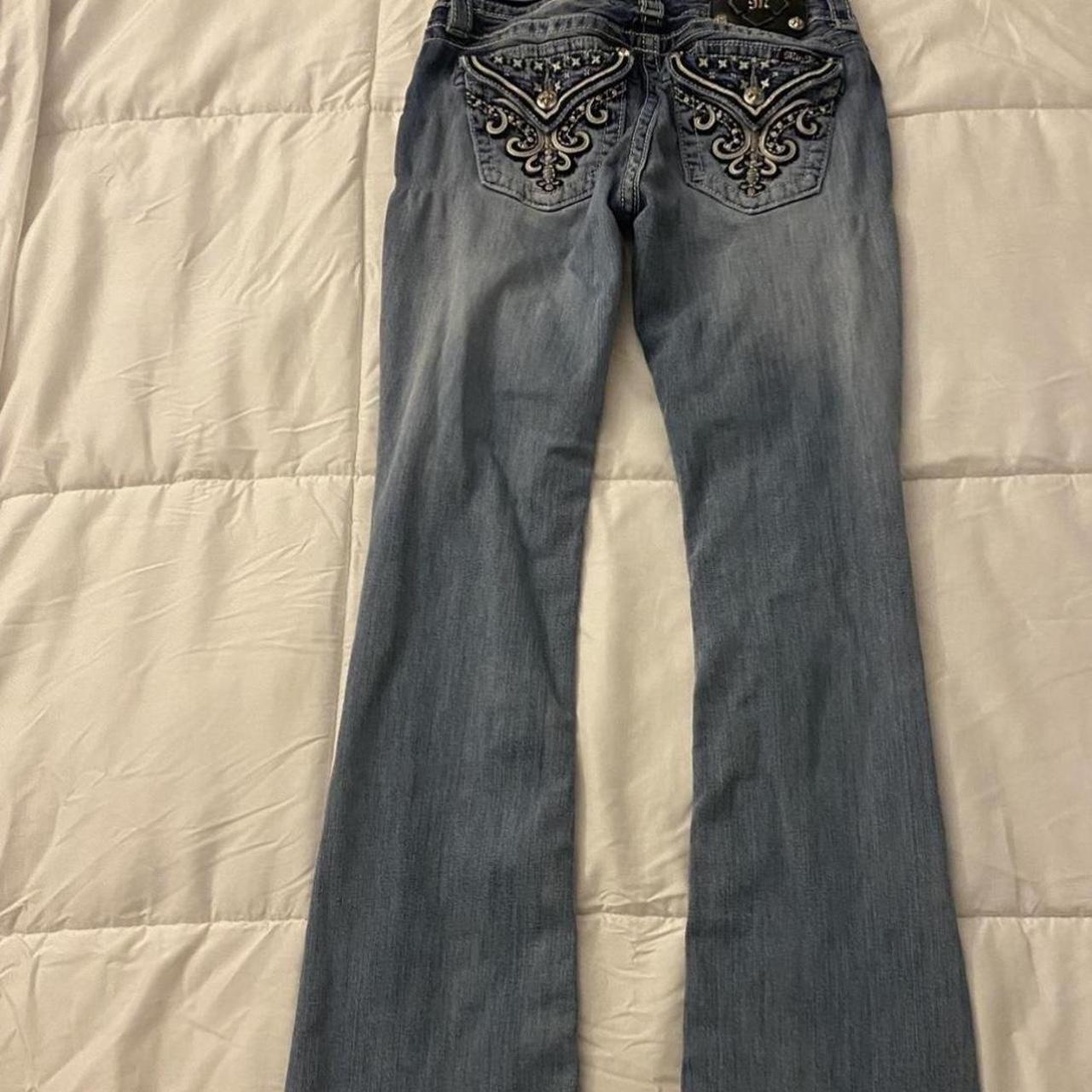 miss me light washed flared jeans with really pretty... - Depop