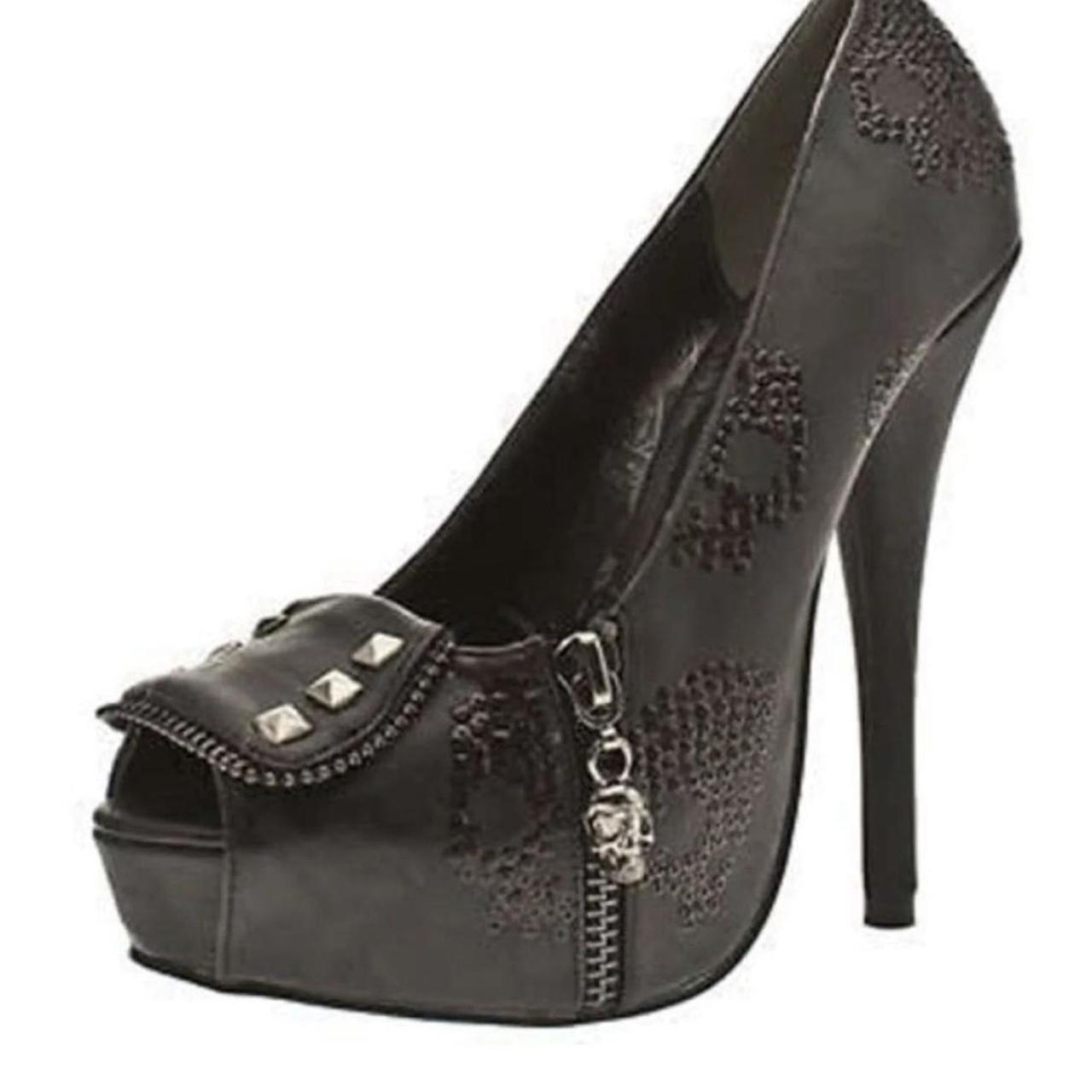 Iron Fist Skull Peep Toe Heels Used Condition A Depop