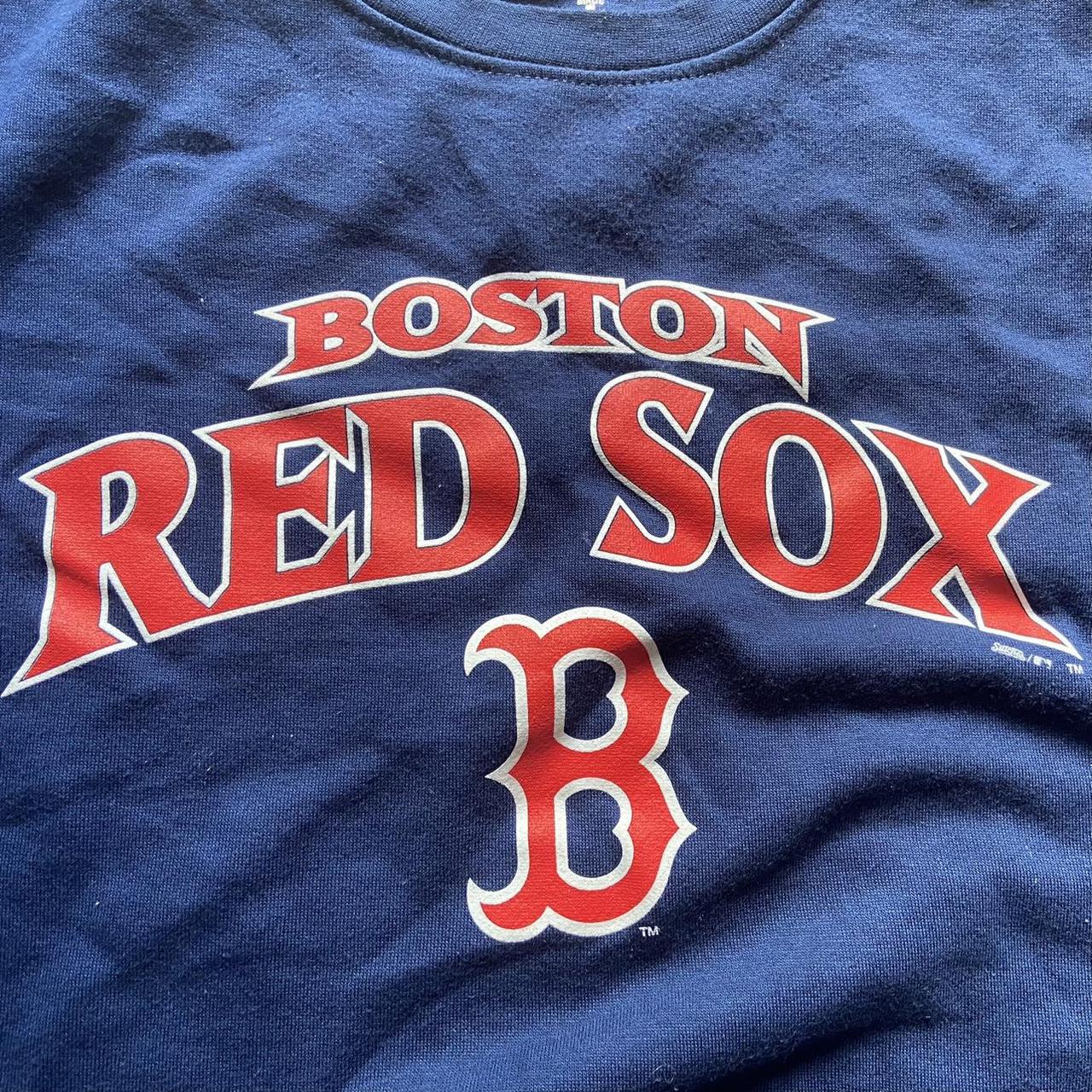 Stitches Men's Navy and Red Sweatshirt | Depop