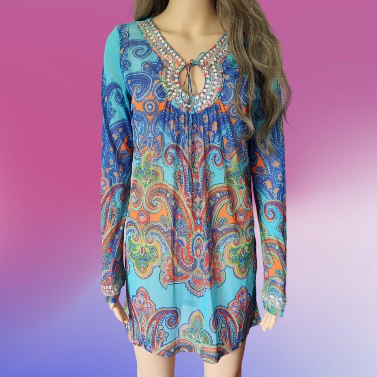 Sheer micro mesh embellished tunic dress ⚜️... - Depop