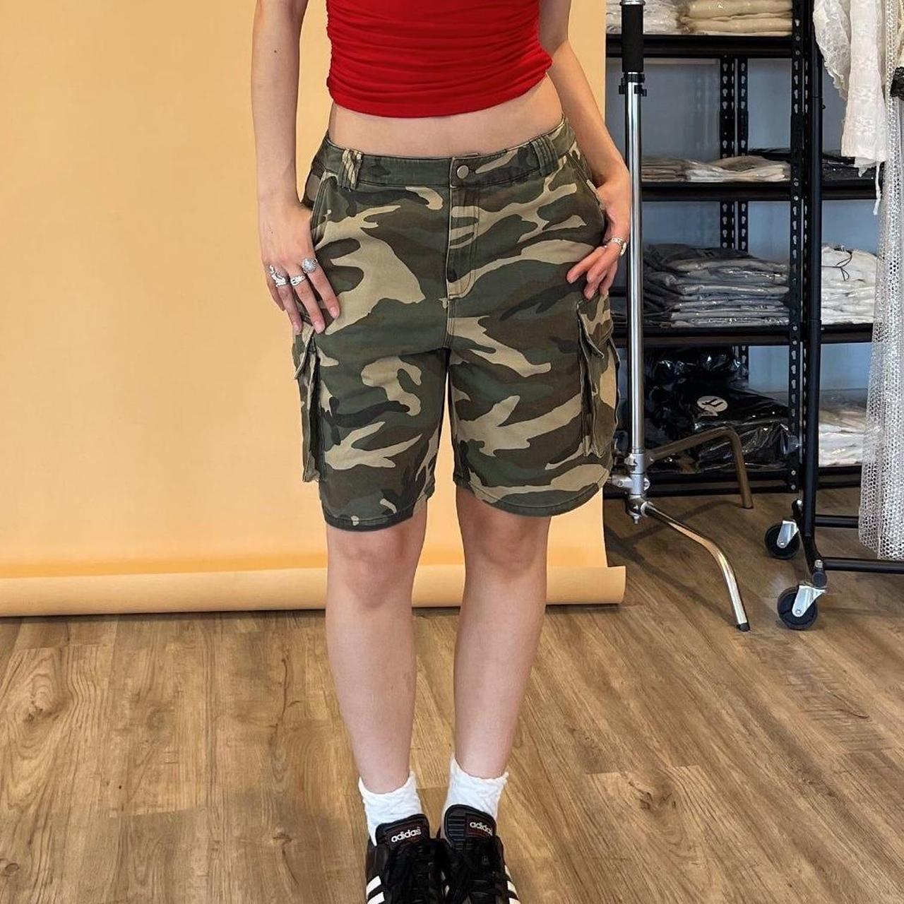 PLT camo cargo jorts, size 8. #camo #cargos #jorts... - Depop