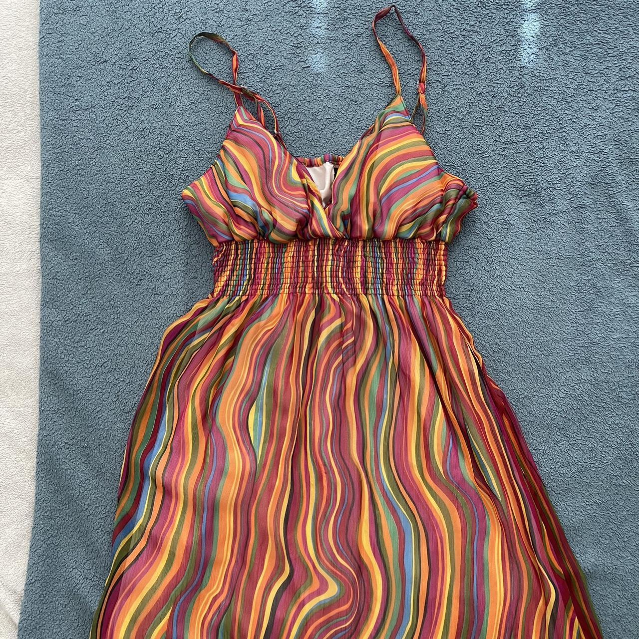 GORGEOUS multi colored maxi dress!! size M! no rips... - Depop
