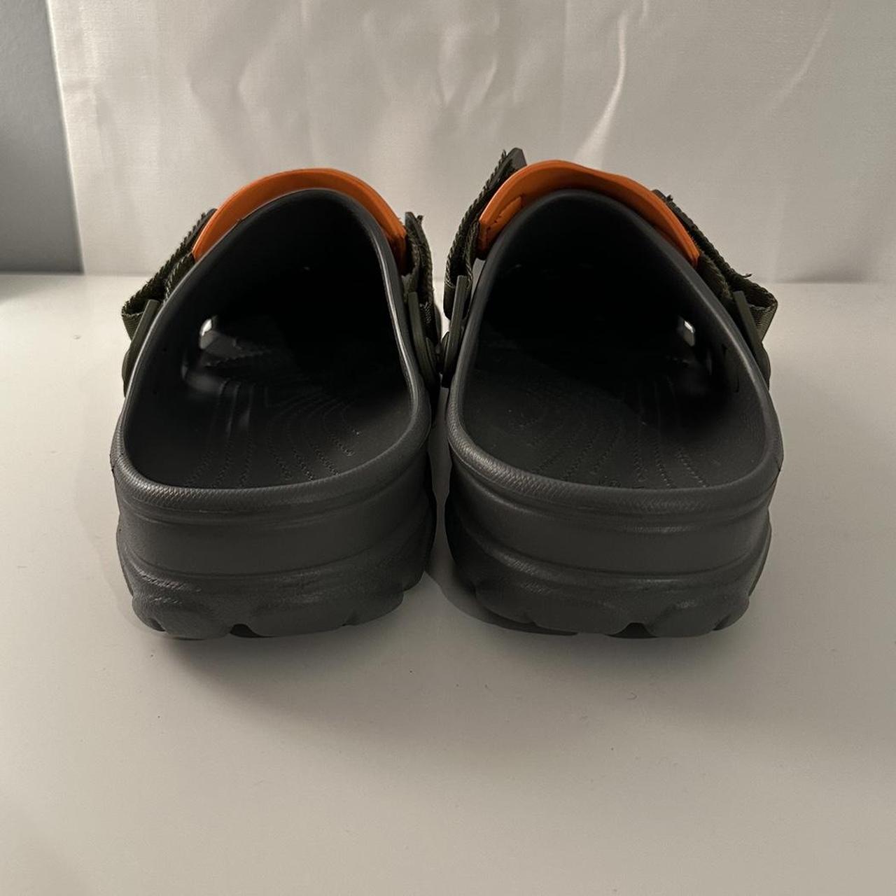 Grey Crocs with Orange/Green Straps -never worn... - Depop