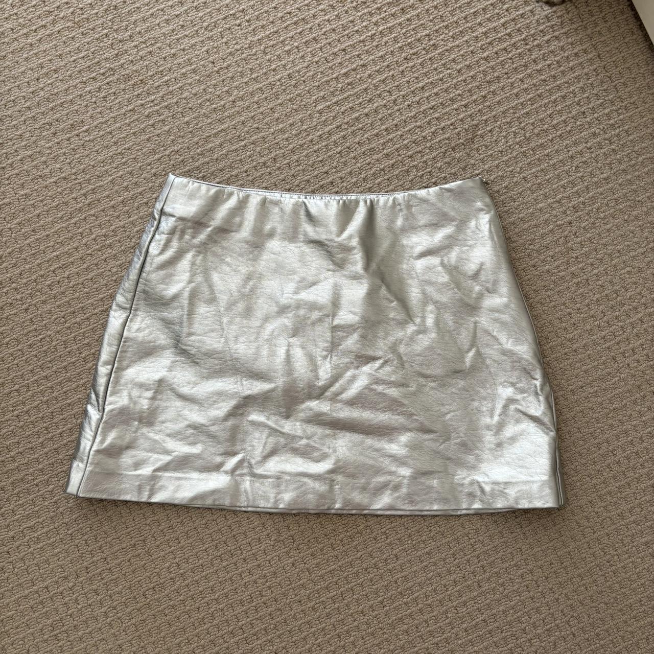 Metallic Silver Skirt - Depop