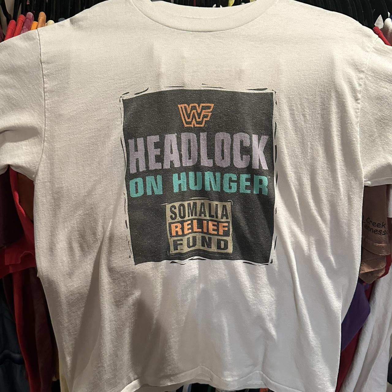 90s WWF Headlock On Hunger Somalia Relief Fund RARE... - Depop