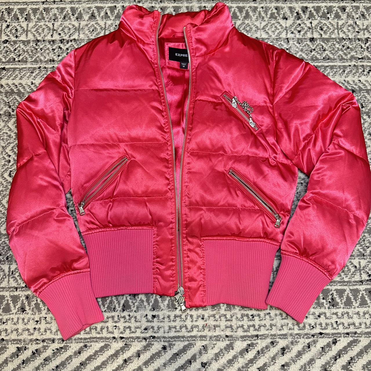 Saturated Pink Express Puffer Jacket Has tiny... - Depop