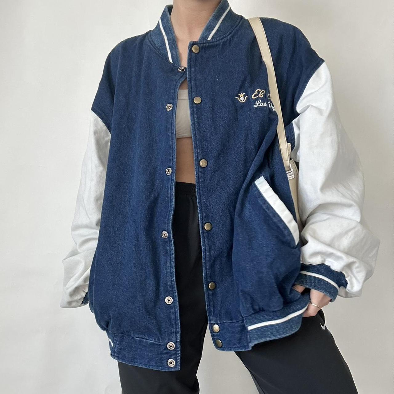 Vintage denim bomber jacket - el Cortez Las Vegas... - Depop