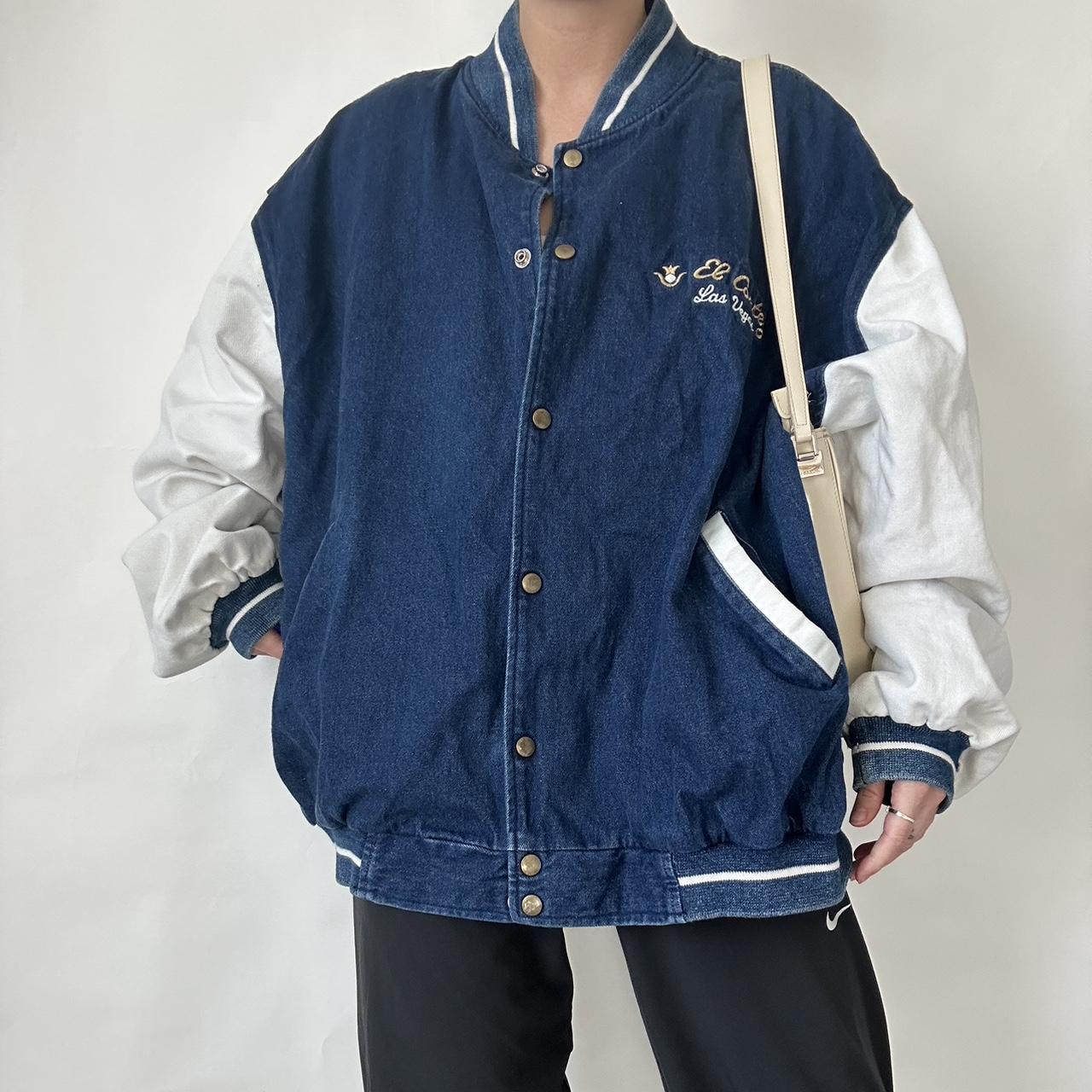 Vintage denim bomber jacket - el Cortez Las Vegas... - Depop