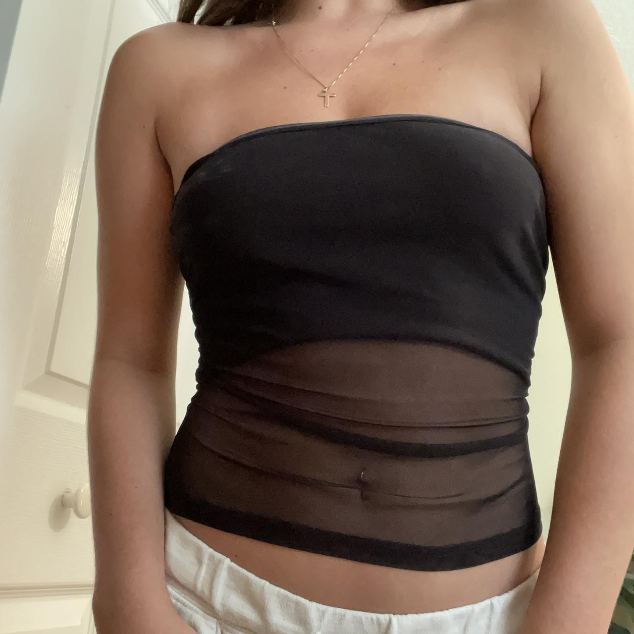 Tiger Mist Black mesh tube top size Xs perfect... - Depop