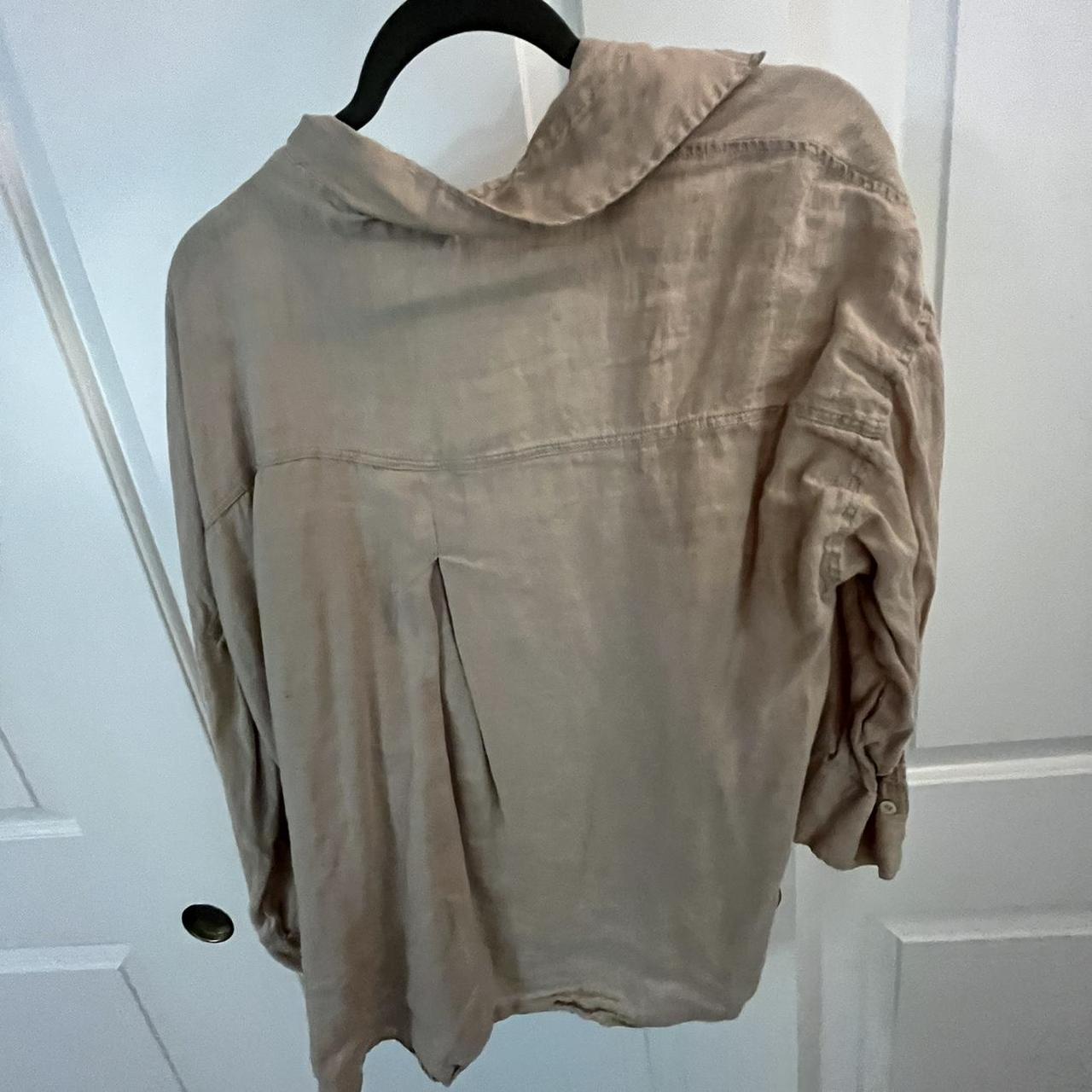 ZARA beige button-up! Sorry I don’t have a flat iron... - Depop