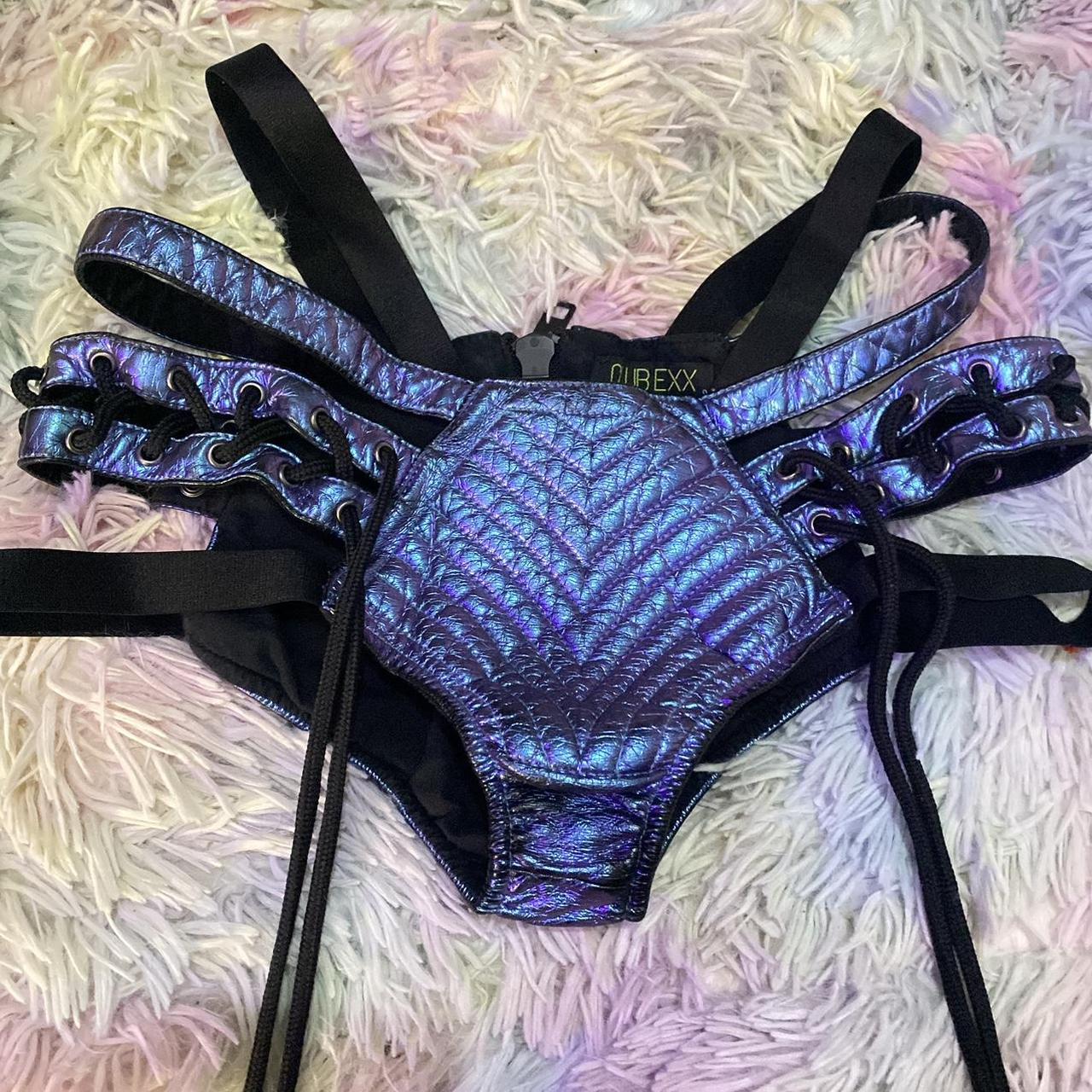 Club Exx Dollskill Iridescent Rave Bottoms... - Depop