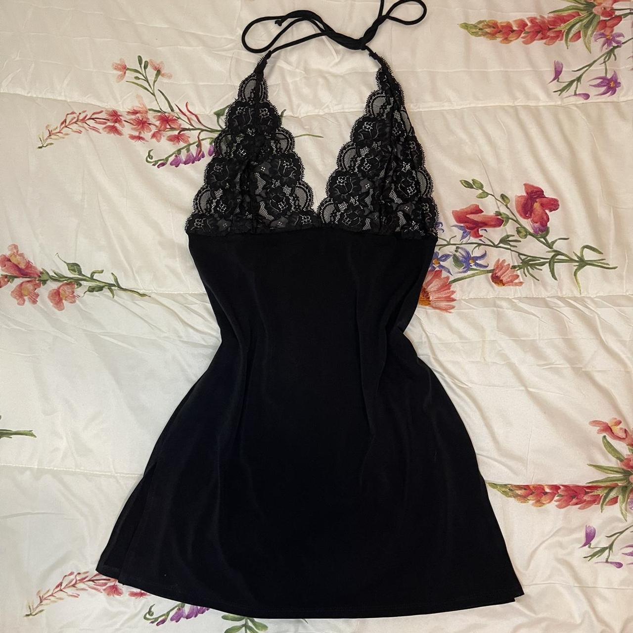 2000s Black Lace Halter Slip Dress Brand: Victoria’s... - Depop