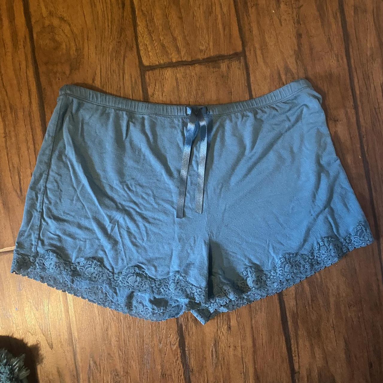 Blue/Green Stretchy Flowy Longe Shorts -remind me... - Depop