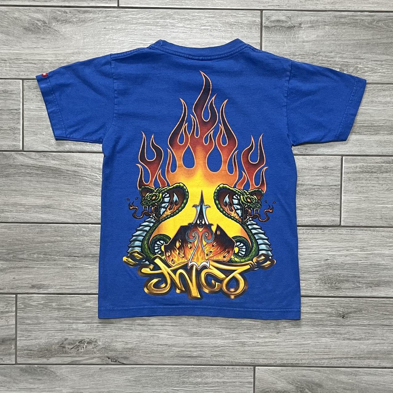 Early 2000’s Y2K JNCO tee shirt, solid blue colored... - Depop