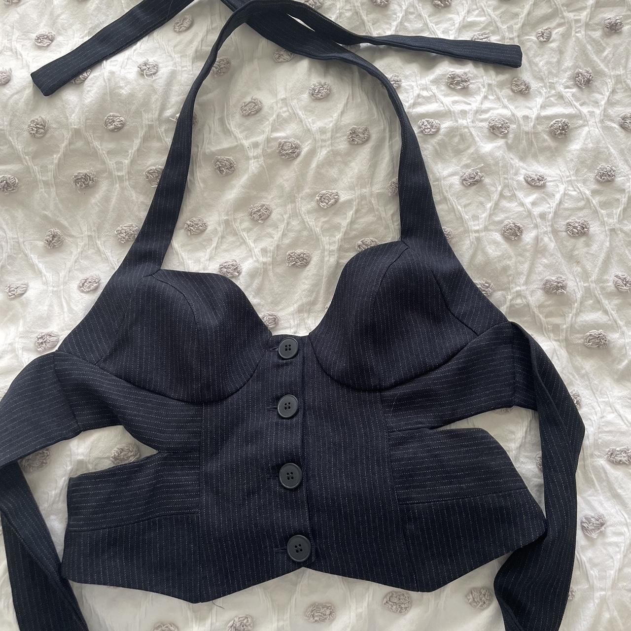 Glassons pinstripe halter top Worn once, in great... - Depop