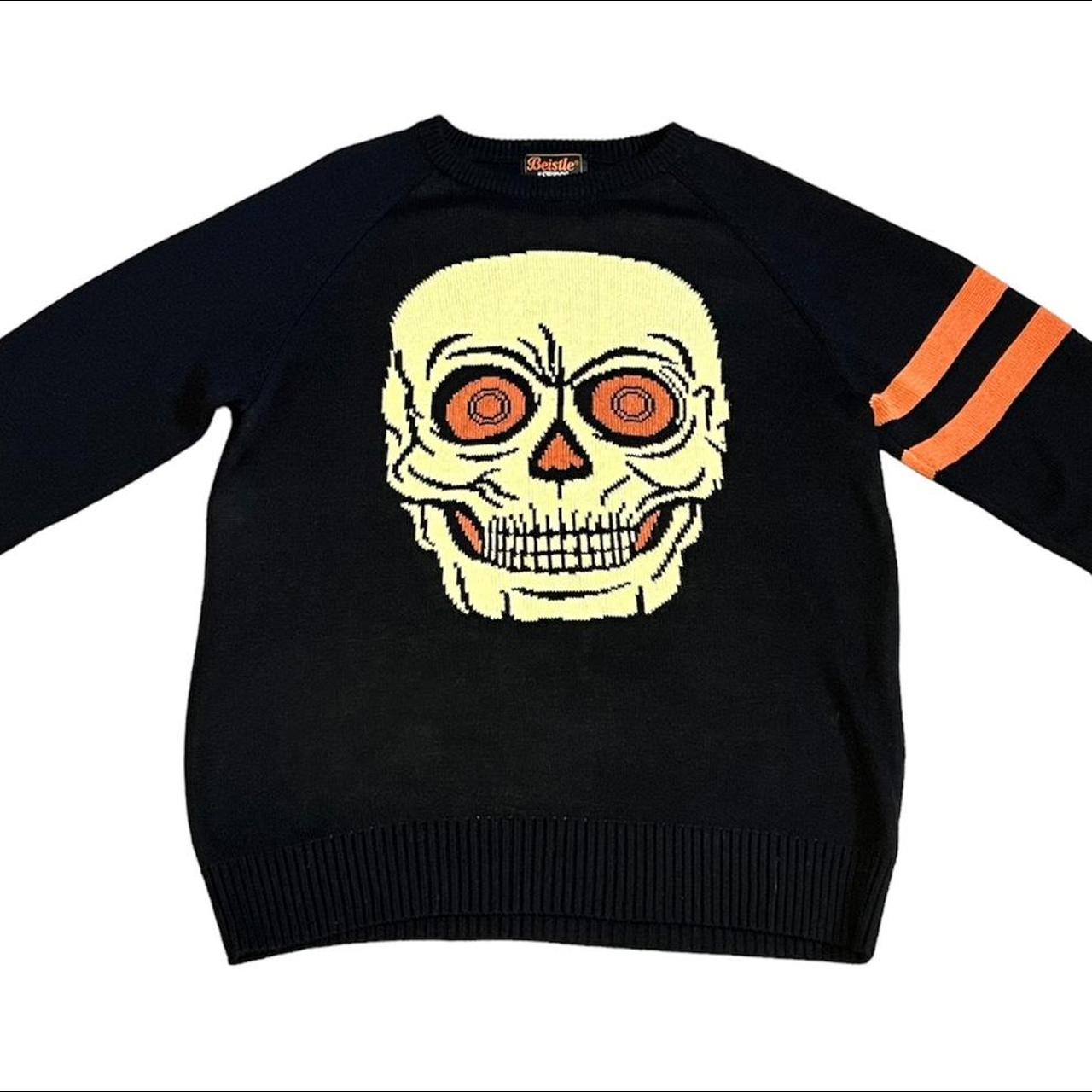 beistle by creepy co knit skull sweater, you’re a... - Depop