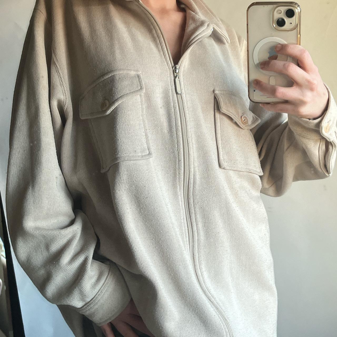 Oversized cozy tan zip up! #zipup #fall #chunky #knit - Depop