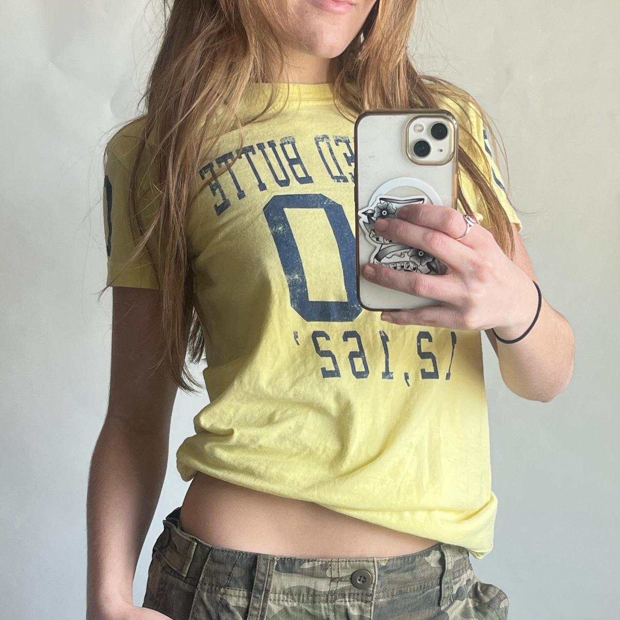 Pale yellow CO tee! 💛💙 #graphic #paleyellow... - Depop