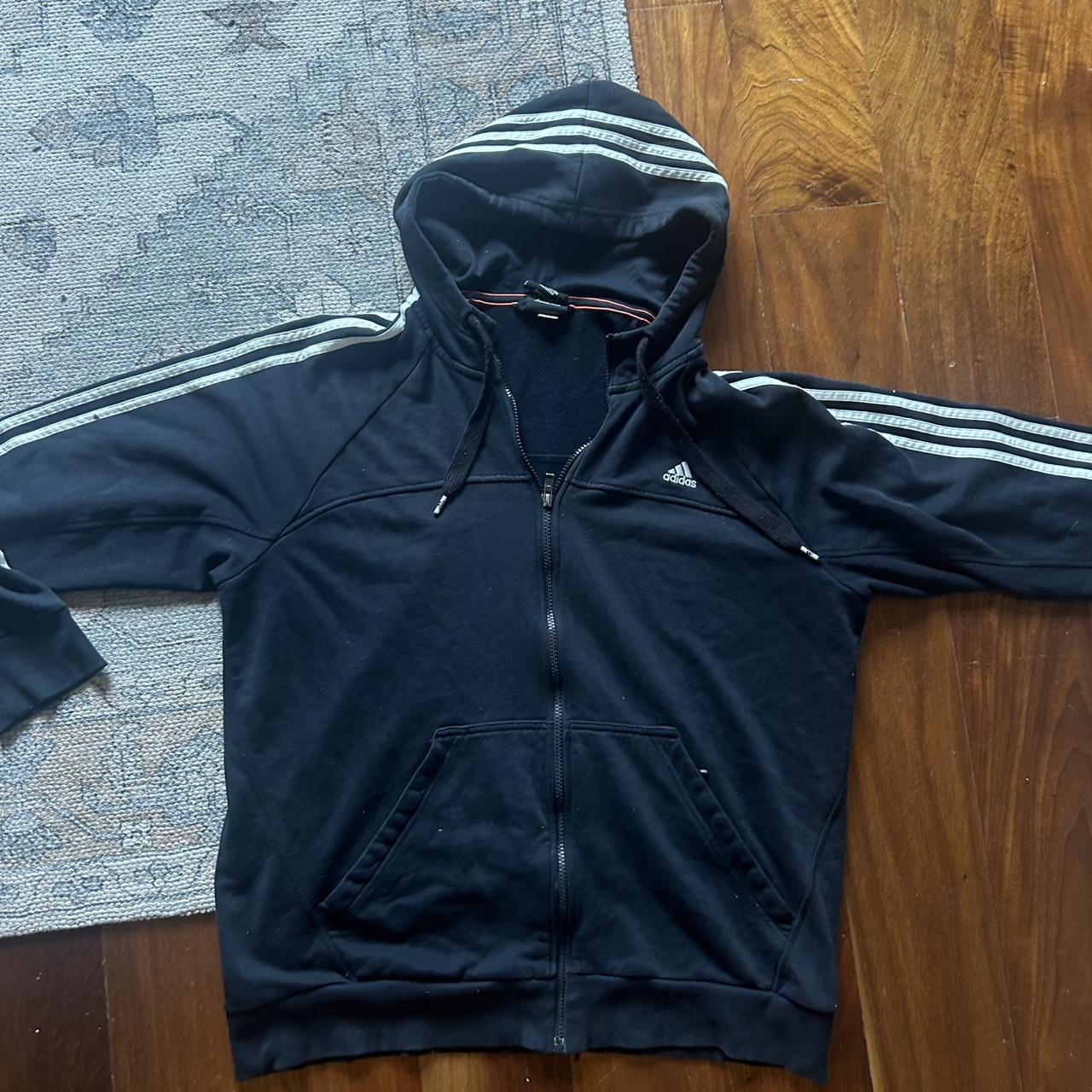 Black Adidas zip up hoodie #hoodie Size XL | Depop