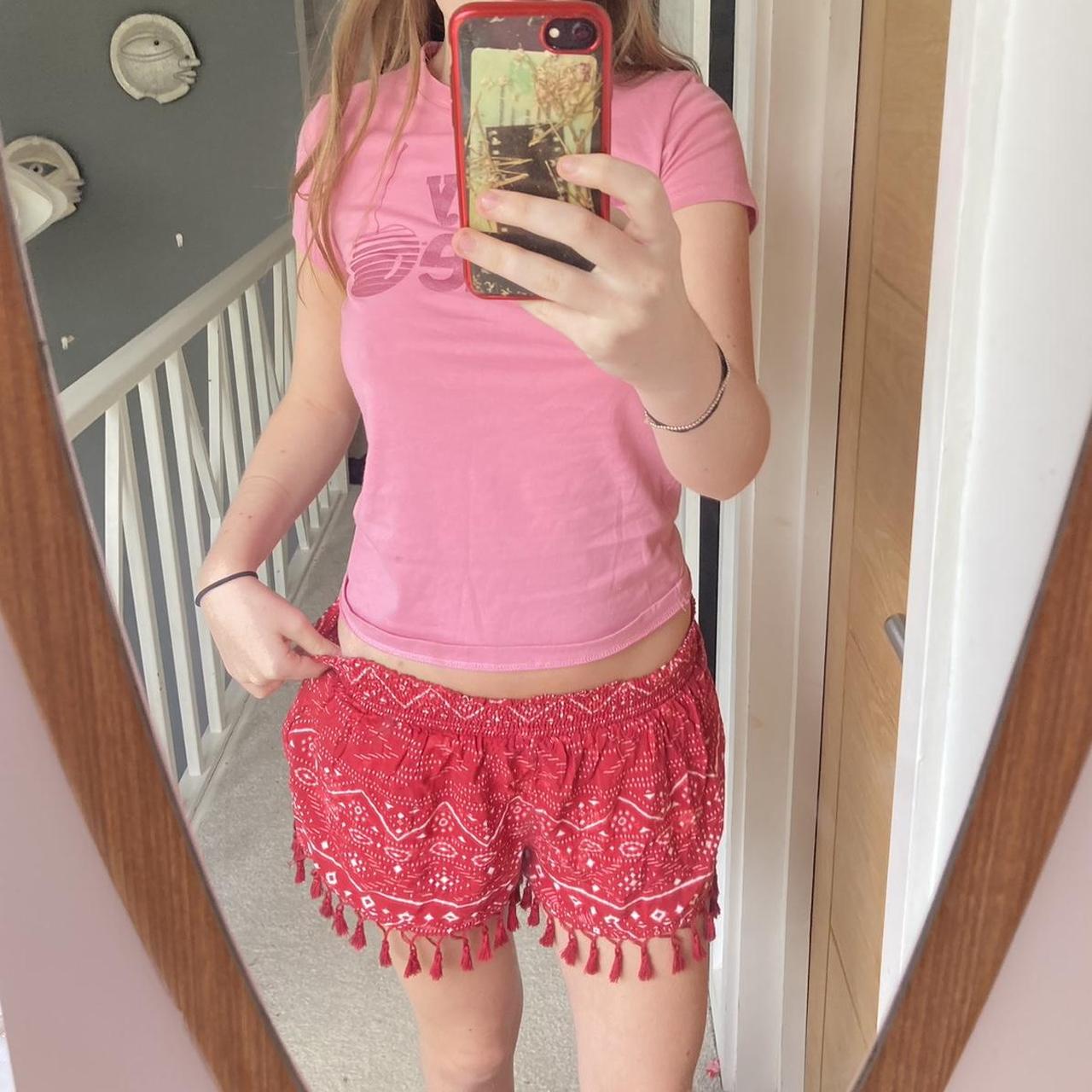 Really cool boho red shorts with tassels Really... - Depop