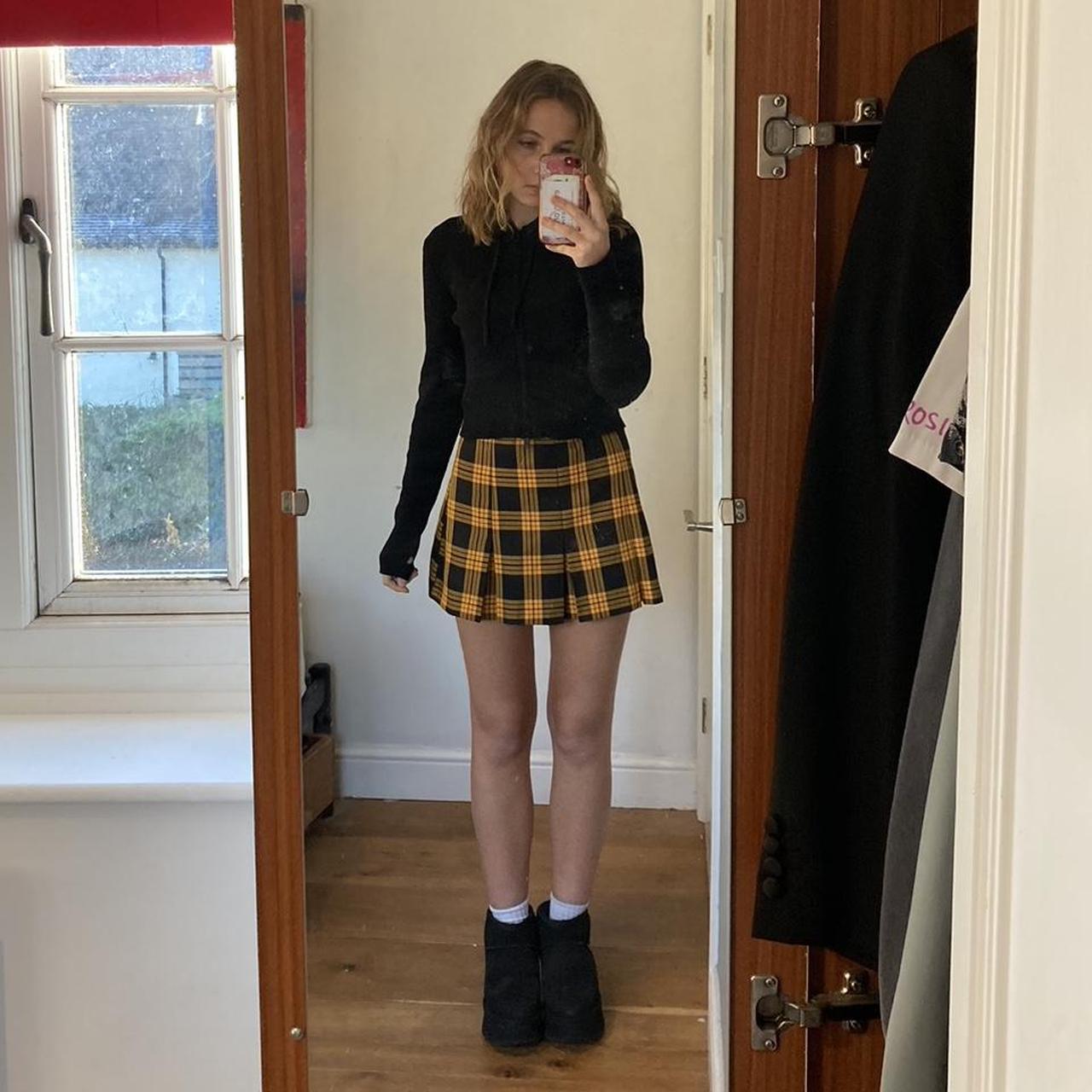 Clueless yellow and black check mini skirt!! Urban... - Depop