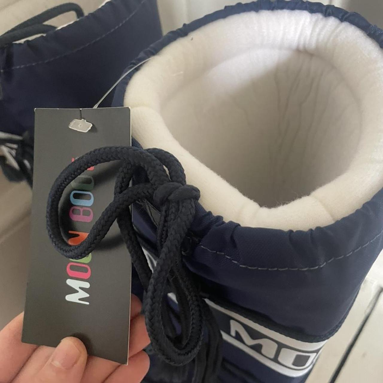 Brand new moon boots navy blue fresh out box never... - Depop