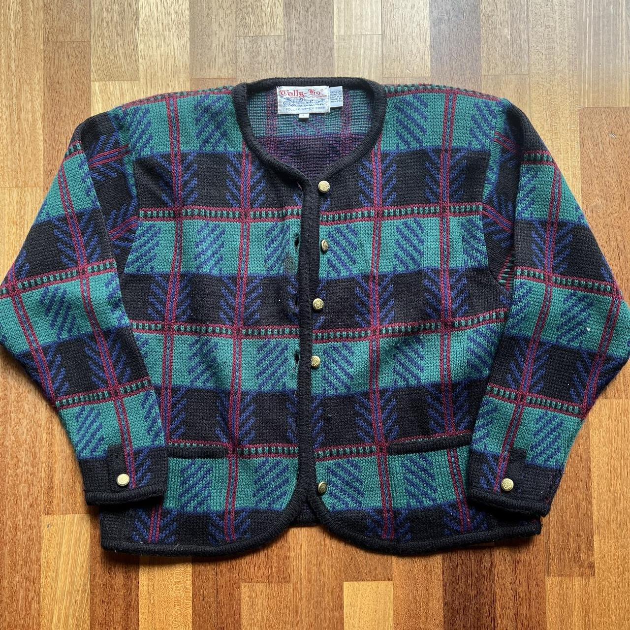 tally ho multi color grunge/twee button up cardigan... - Depop