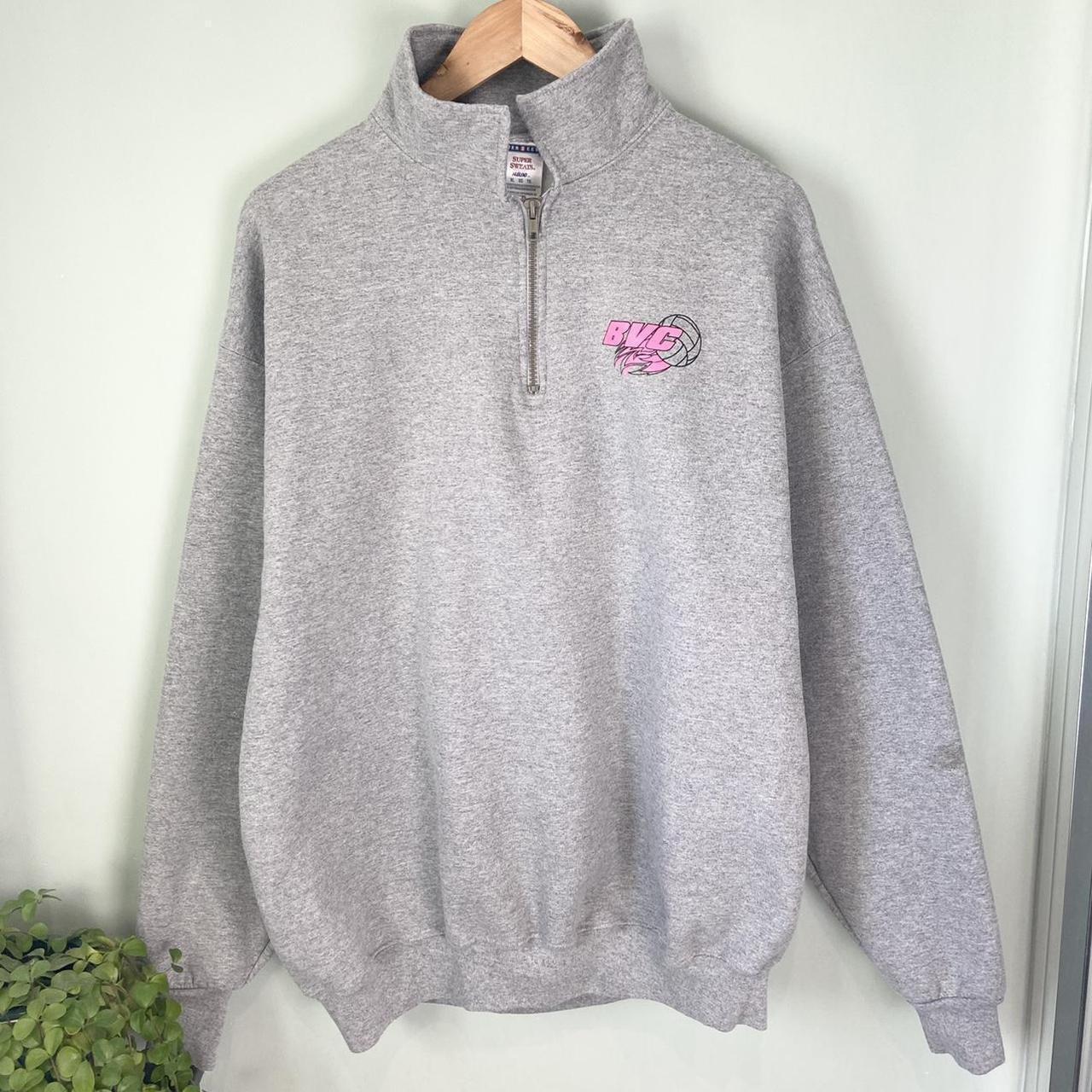 Jerzees printed logo quarter zip sweatshirt • Size... - Depop