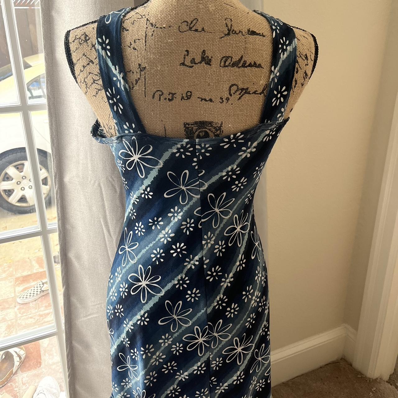 genevieve vintage blue retro mesh mini dress 👗... - Depop