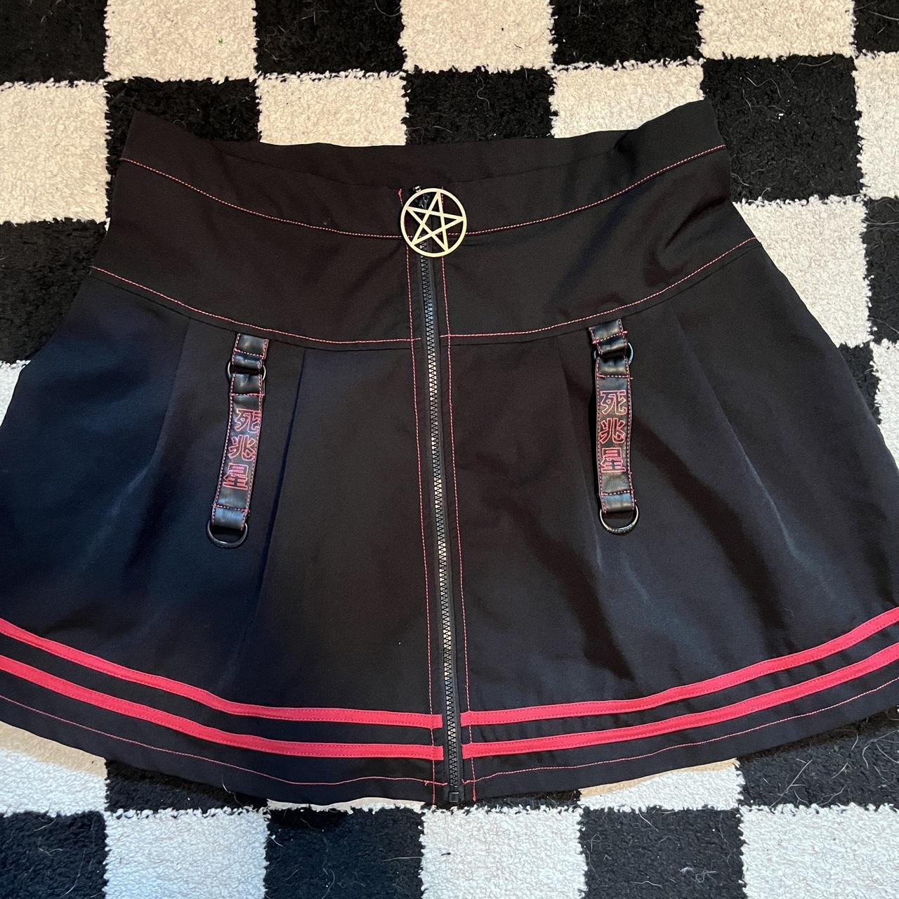 Pentagram kill star black and red skirt #killstar... - Depop