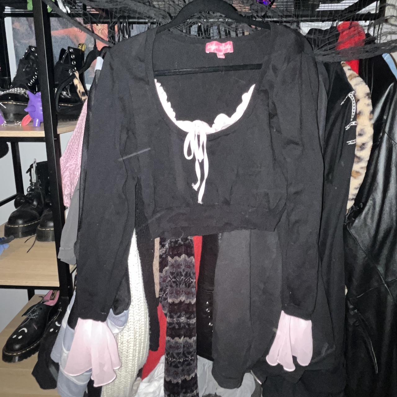 Sugar thrillz pink ruffle vampire like top gives me... - Depop