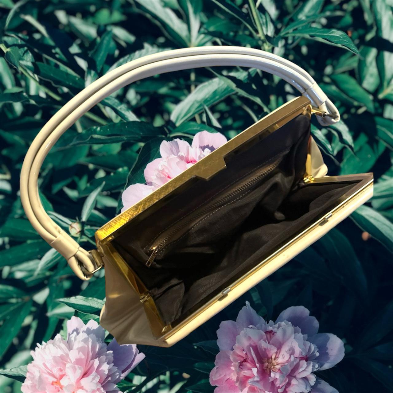 Vintage cream/off-white colored patent leather... - Depop