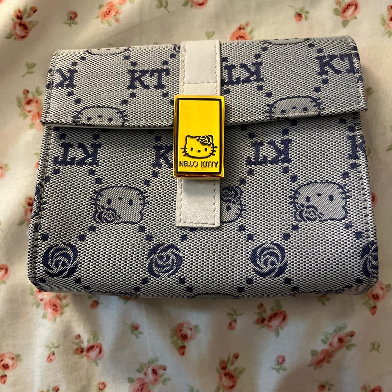 Hello kitty monogram wallet /pouch blue - Depop