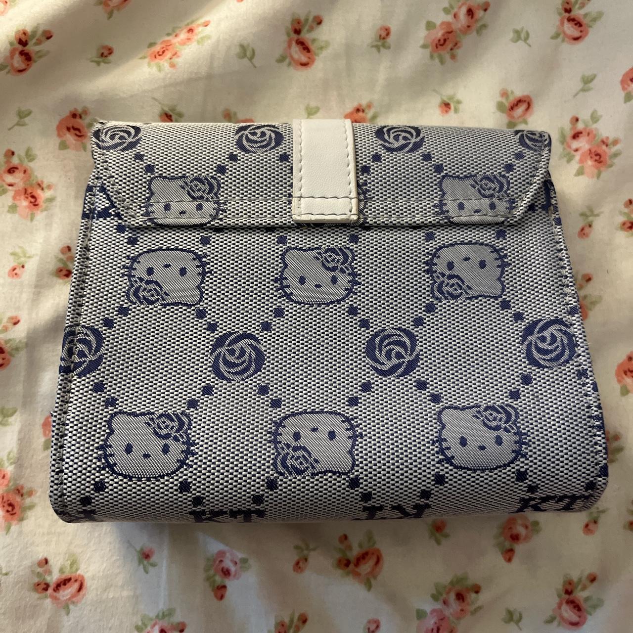 Hello kitty monogram wallet /pouch blue - Depop
