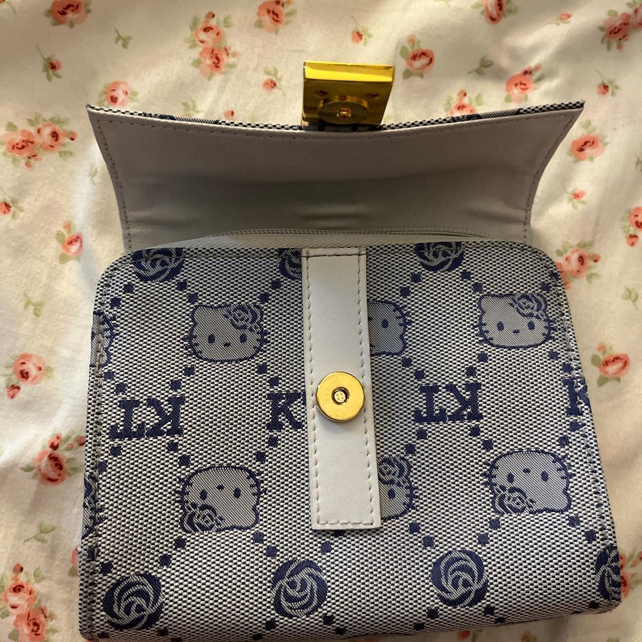 Hello kitty monogram wallet /pouch blue - Depop