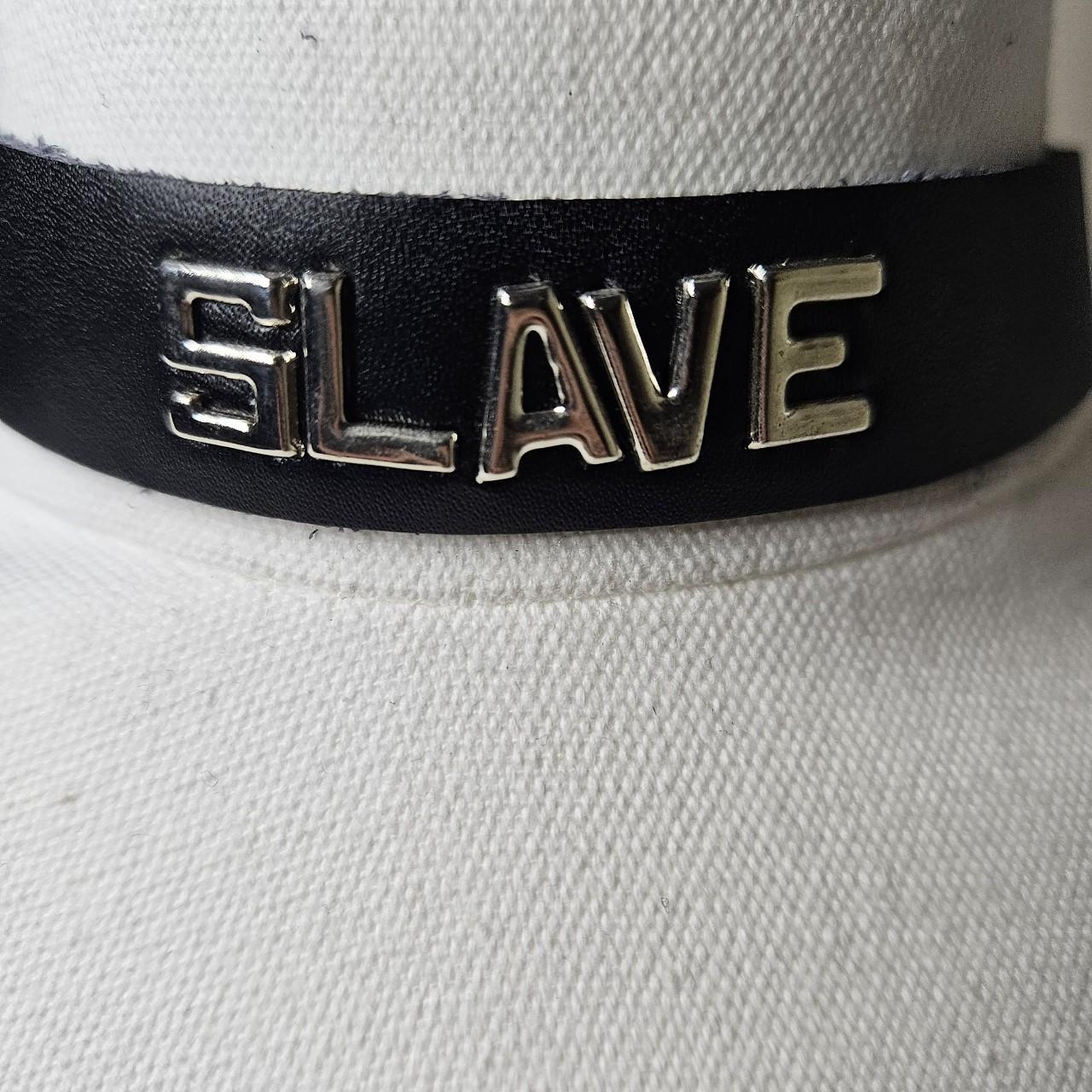 SLAVE black faux leather choker. Snap button... - Depop