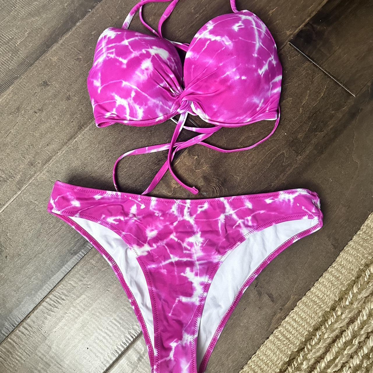 Target (Shade and Shore) Pink Tie Dye Bikini Top... - Depop