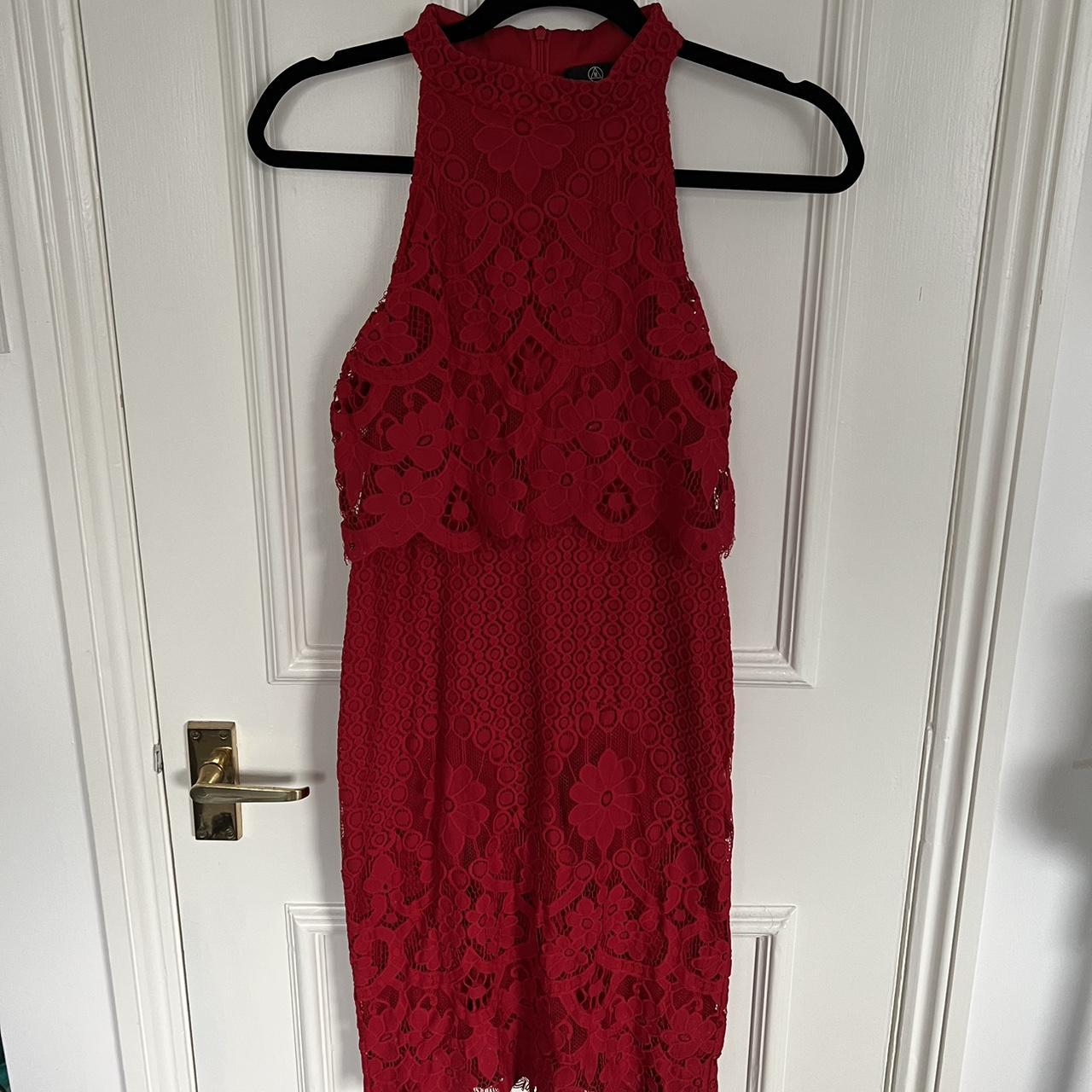 Missguided Red Lace Dress - size 12 Worn twice -... - Depop