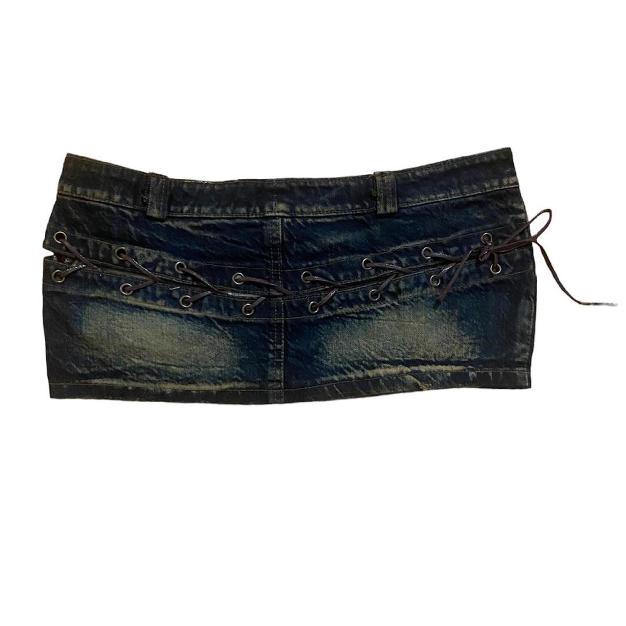 Micro mini low rise lace up gyaru denim... - Depop