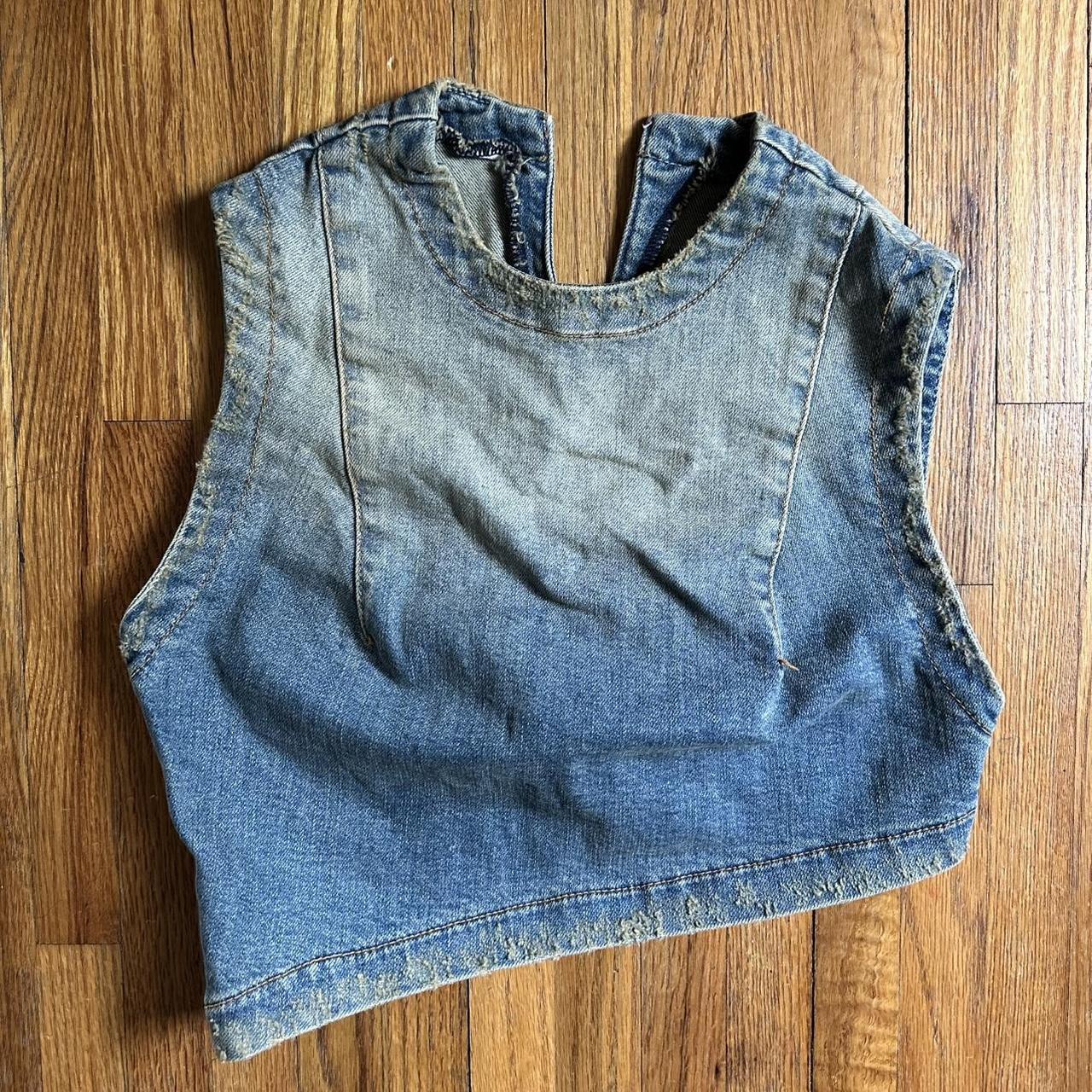 Revice His Loss Top/ Sahara Distressed denim crop... | Depop