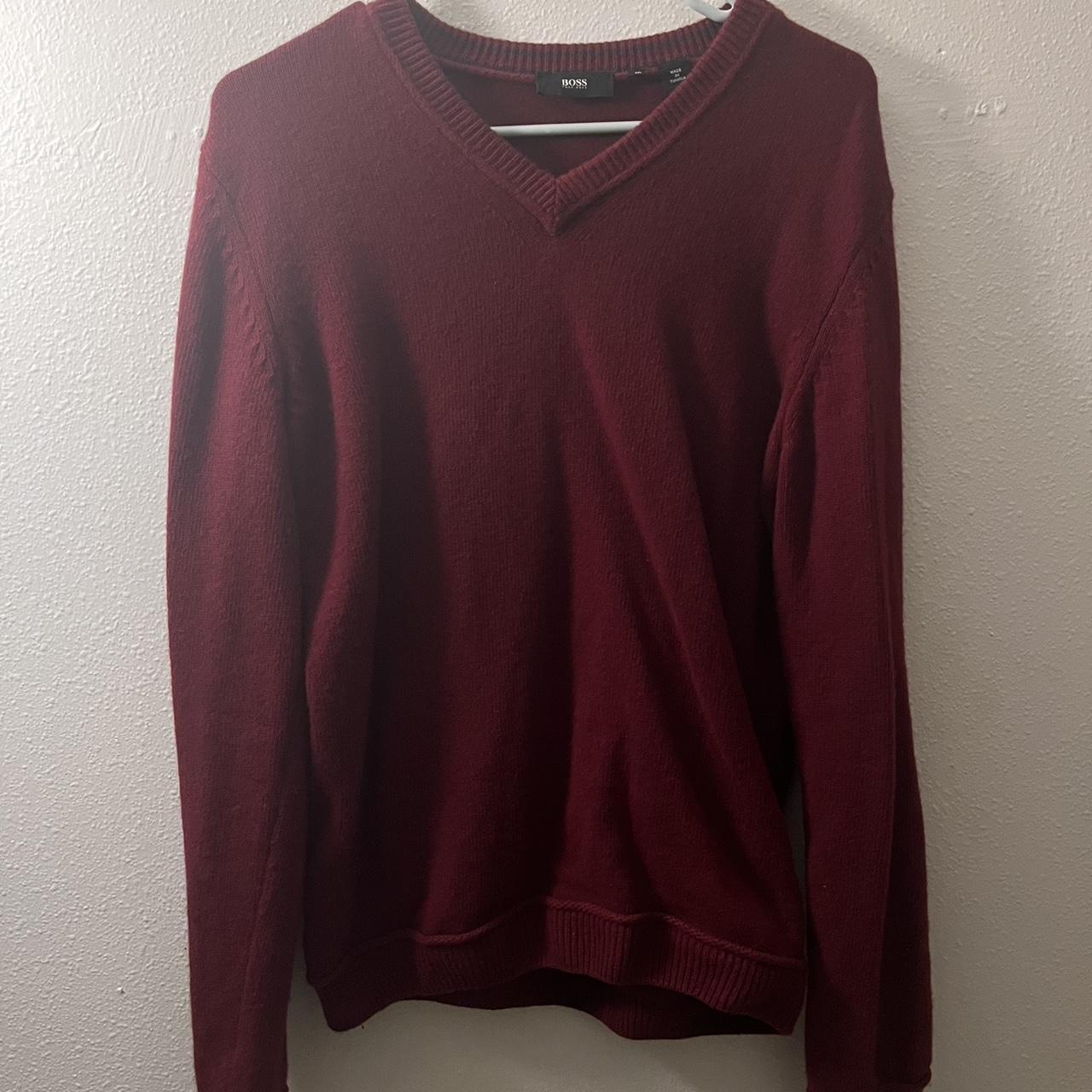Hugo Boss Men's Burgundy and Red Jumper | Depop