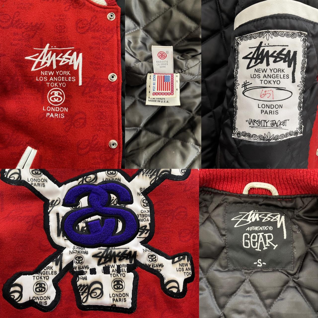 Stüssy Men's Red and White Jacket | Depop