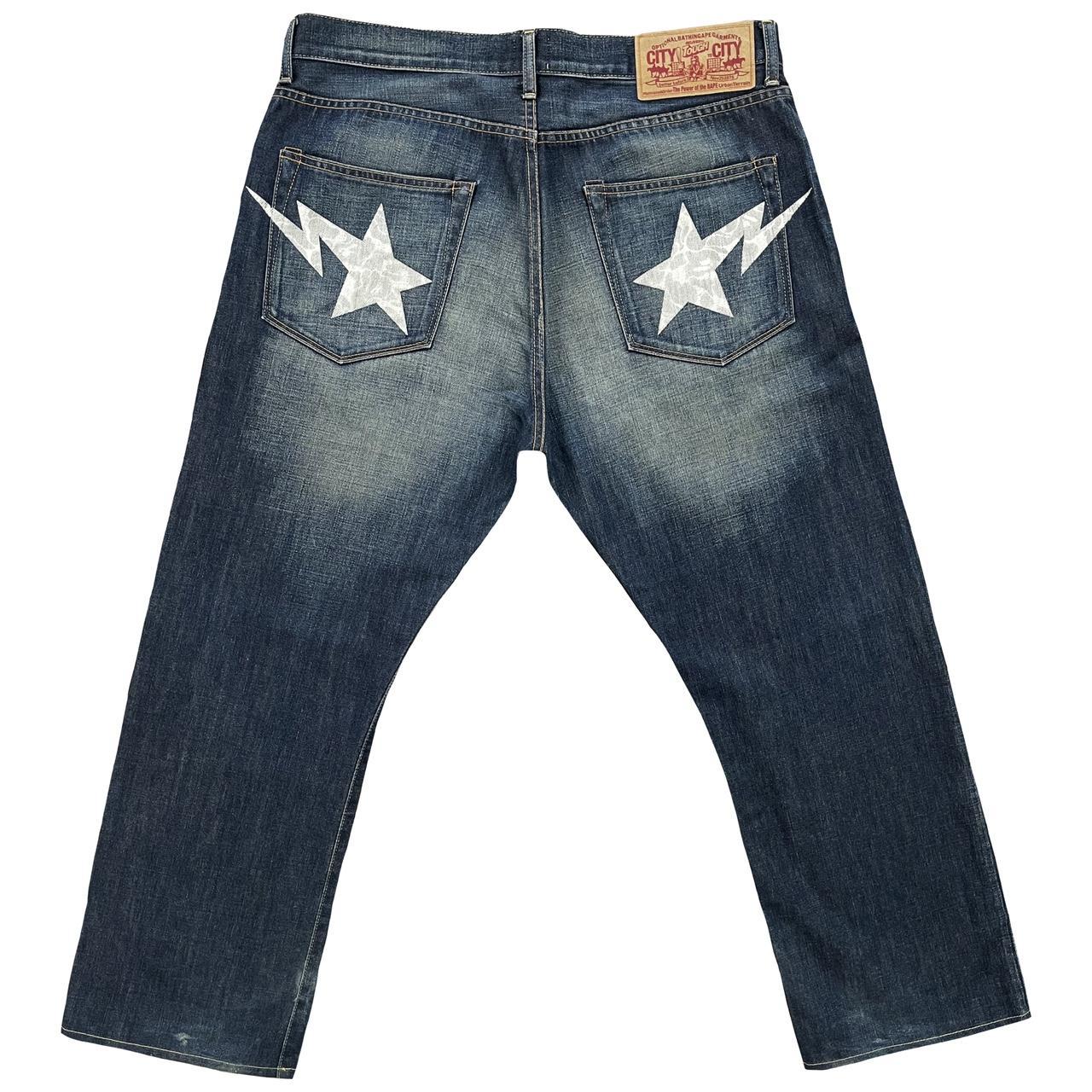 Bape Jeans Bapesta camo sta print. Mid wash denim.... - Depop