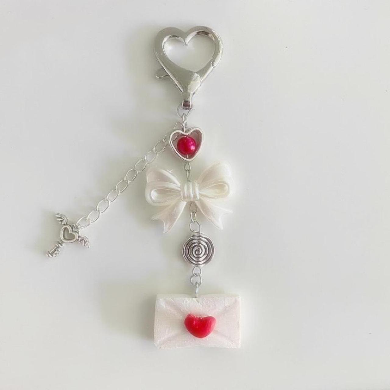 handmade coquette heart envelope keychain - design... - Depop