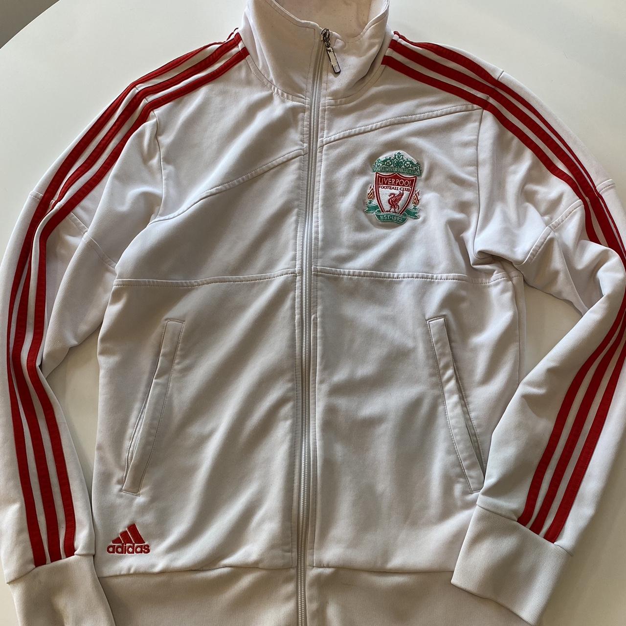 Adidas Men's White and Red Jacket | Depop