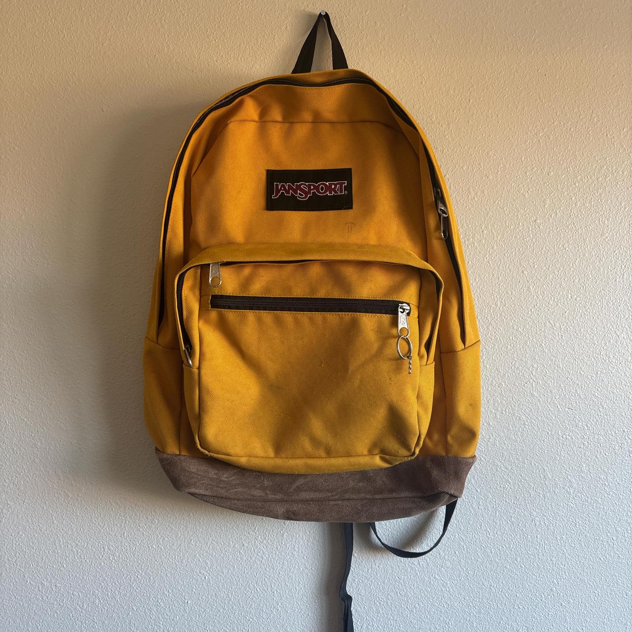 Vintage Yellow and brown Jansport backpack Bin 8 | Depop